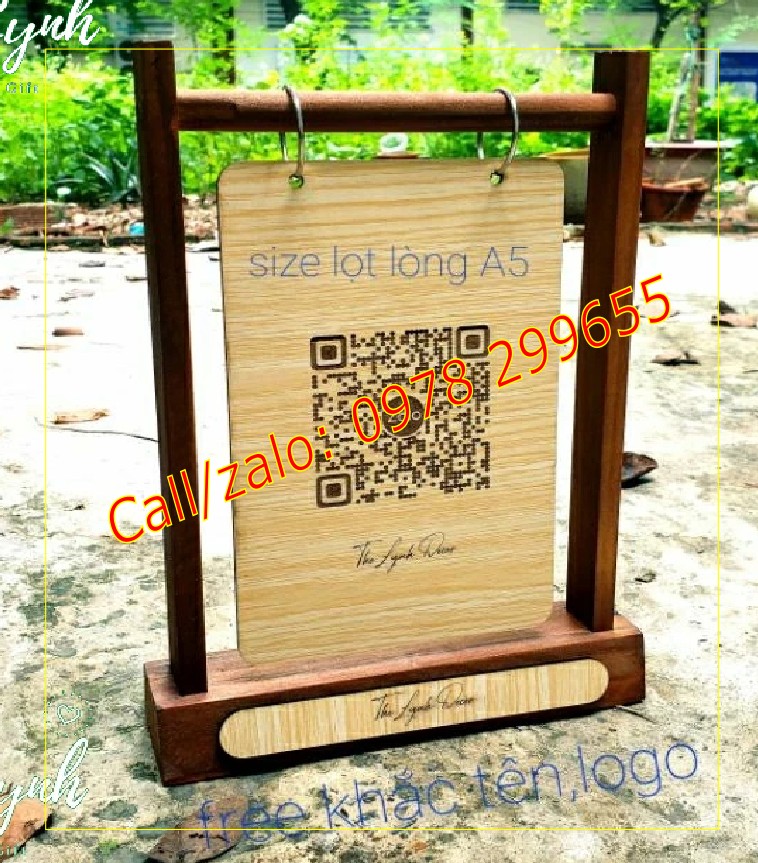 Biển kệ menu gỗ khổ A5,A6 đặt bàn đẹp giá rẻ - ship toàn quốc